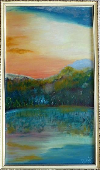 Balatoni naplemente festmény dr. Pusztai Géza | ÖREGPÉNZ